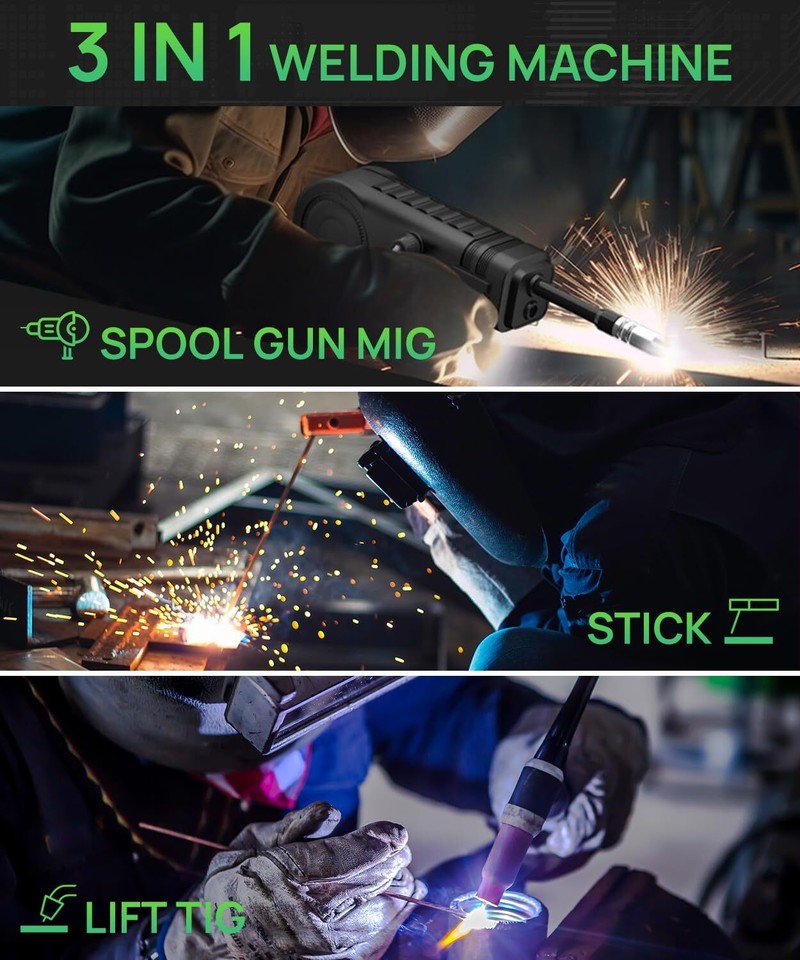 Mini 145Amp Stick Welder 3 in 1 MMA/Spool Gun/LIFT TIG 110V ARC Welding ...