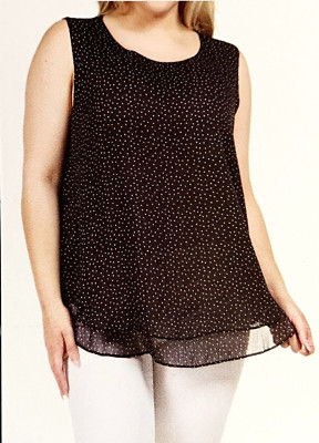 Cristina B Ladies Double Layer Sleeveless Tunic Top, Black, XXL | eBay