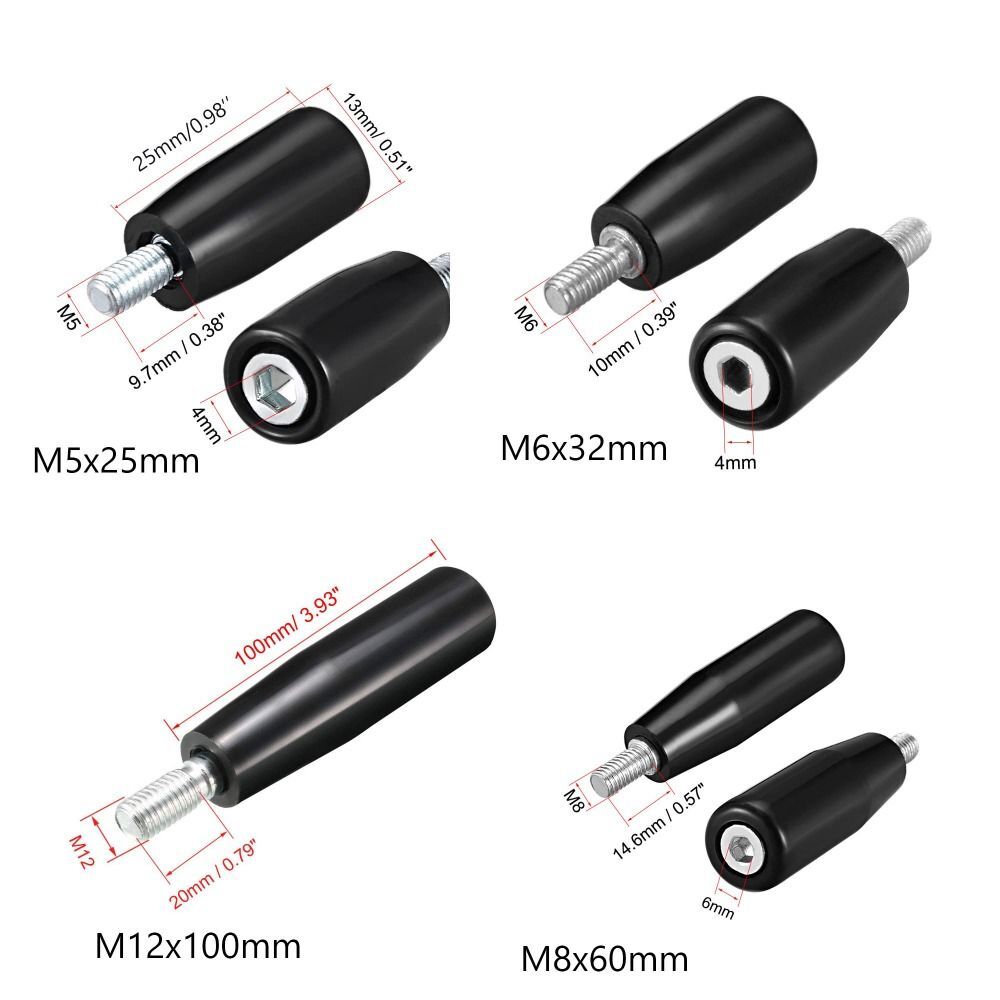 Black Handwheel Knob M5/M6/M8/M12 Male Threaded Stem Grinding Machine ...