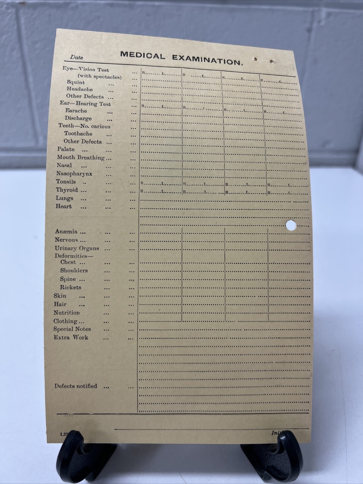 VINTAGE SCHOOL EDUCATION MEDICAL EXAMINATION CARD 1948 GIRL CARD ...