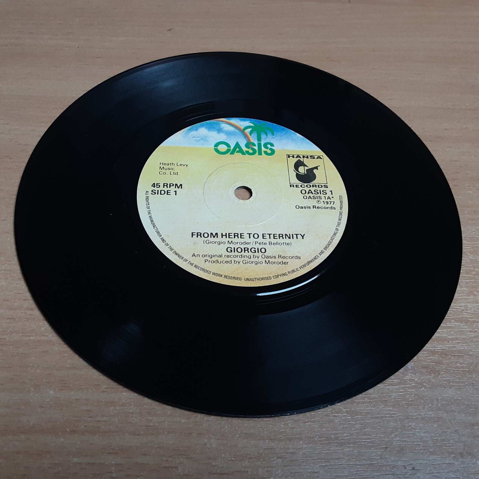 7" Single - Giorgio, From Here To Eternity, 1977, OASIS/HANSA RECORDS ...