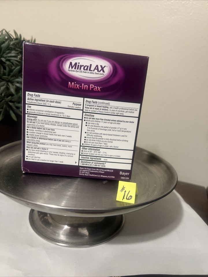 MiraLAX Mix-In Pax Unflavored For Constipation & Irregularity - 10 ...