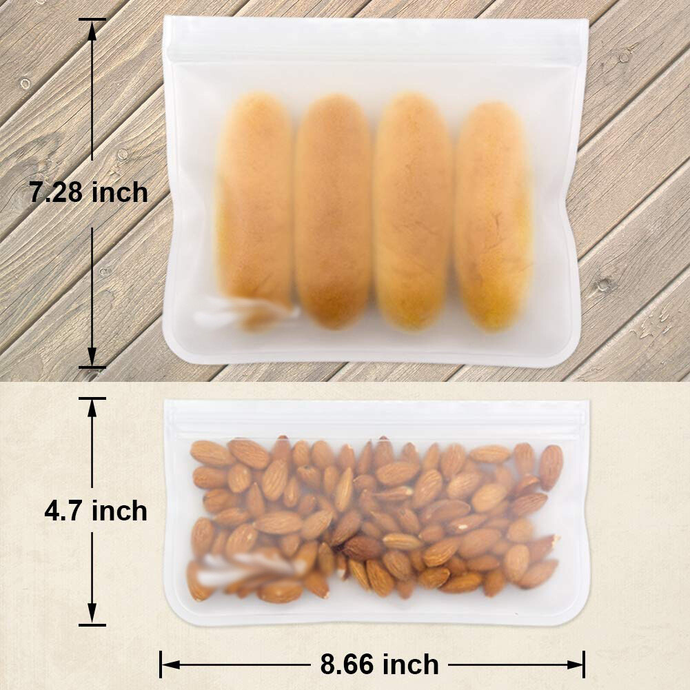 Eco-Friendly Reusable Food Storage Bags Leakproof Ziplock Snacks ...