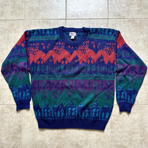 Vintage Windridge Jumper Sweater XL 90s Geometric Abstract Roundneck ...