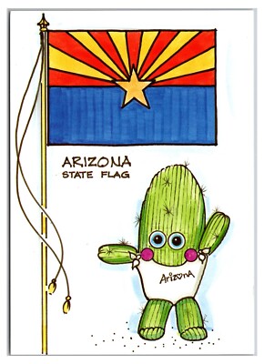 Vintage 1980s - Arizona State Flag and Cartoon, Arizona Postcard ...