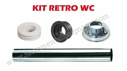 KIT TUBO CROMATO LUCIDO ø 30 X 250 mm. CANOTTO RETRO WC CON GUARNIZIONI ...