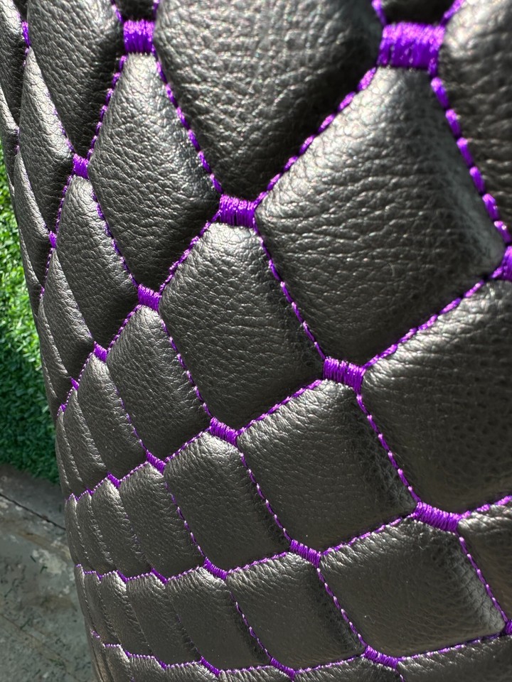 Purple Vinyl Grain Quilted Faux Leather Upholstery Fabric | Diamond 55 ...