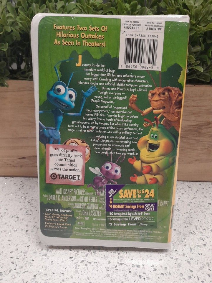 Disney Pixar A Bug's Life VHS 1998 White Clamshell Case Cover ...