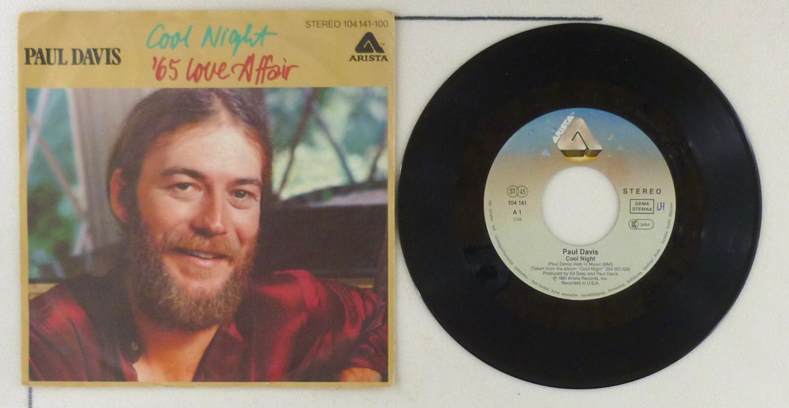 7 " Single Vinile - Paul Davis – Fresco Night / '65 Love Affair ...