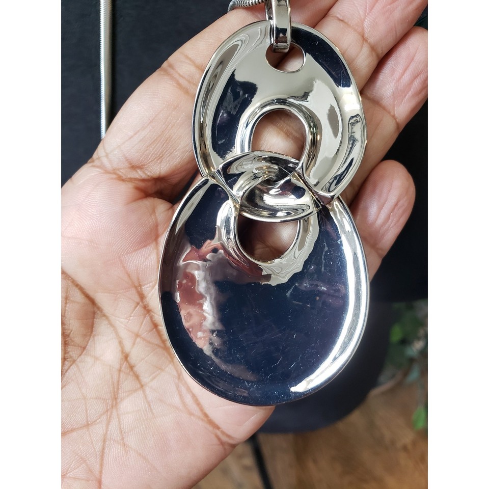 Women's Chicos Long Silver Pendant Necklace Statement Snake Chain Lobster Clasp | eBay