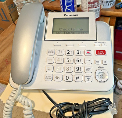 Panasonic Base Telephone Answering Machine & Call Block White Model KX ...