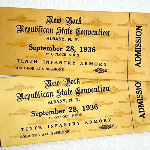 1936 New York State Republican Convention ALBANY NY Lot of 2 ADMISSION ...