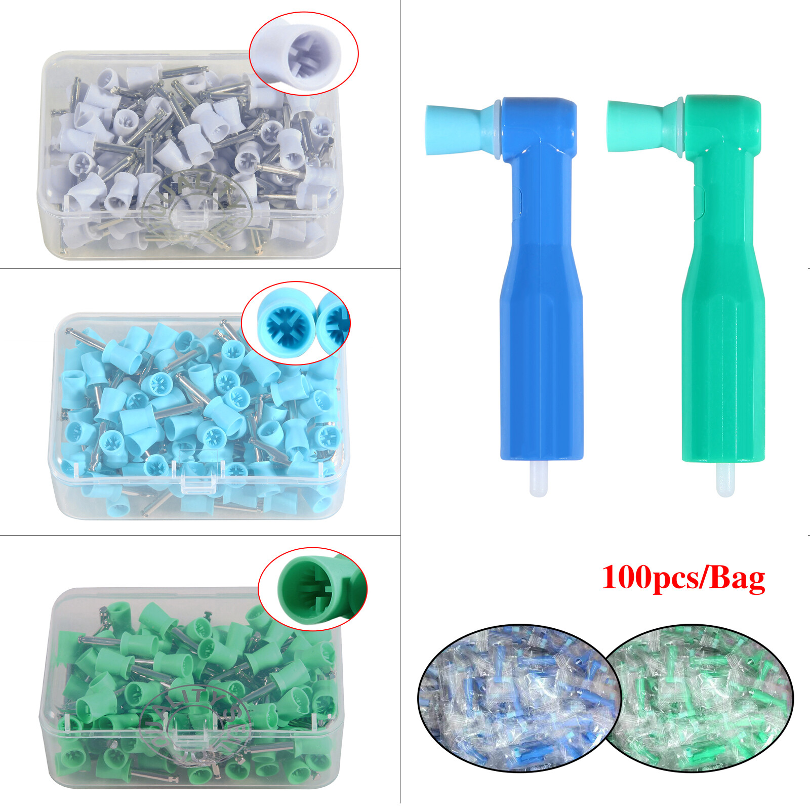 100 Dental Disposable Polishing Prophy Angles /Polishing Cups Prophy ...