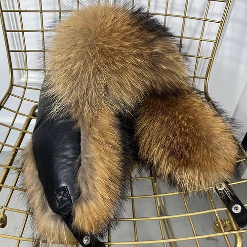 Mens Real Raccoon Fur Hat Russian Ushanka Aviator Hat Earlap Trapper ...