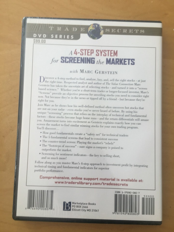 4 STEP SYSTEM SCREENING MARKETS DVD (NEW), MARC GERSTEIN, TRADE SECRETS ...