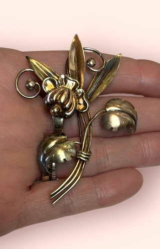 Harry Iskin 1/20th 10k Gold Filled Flower Brooch Pin HI Floral Repousse ...