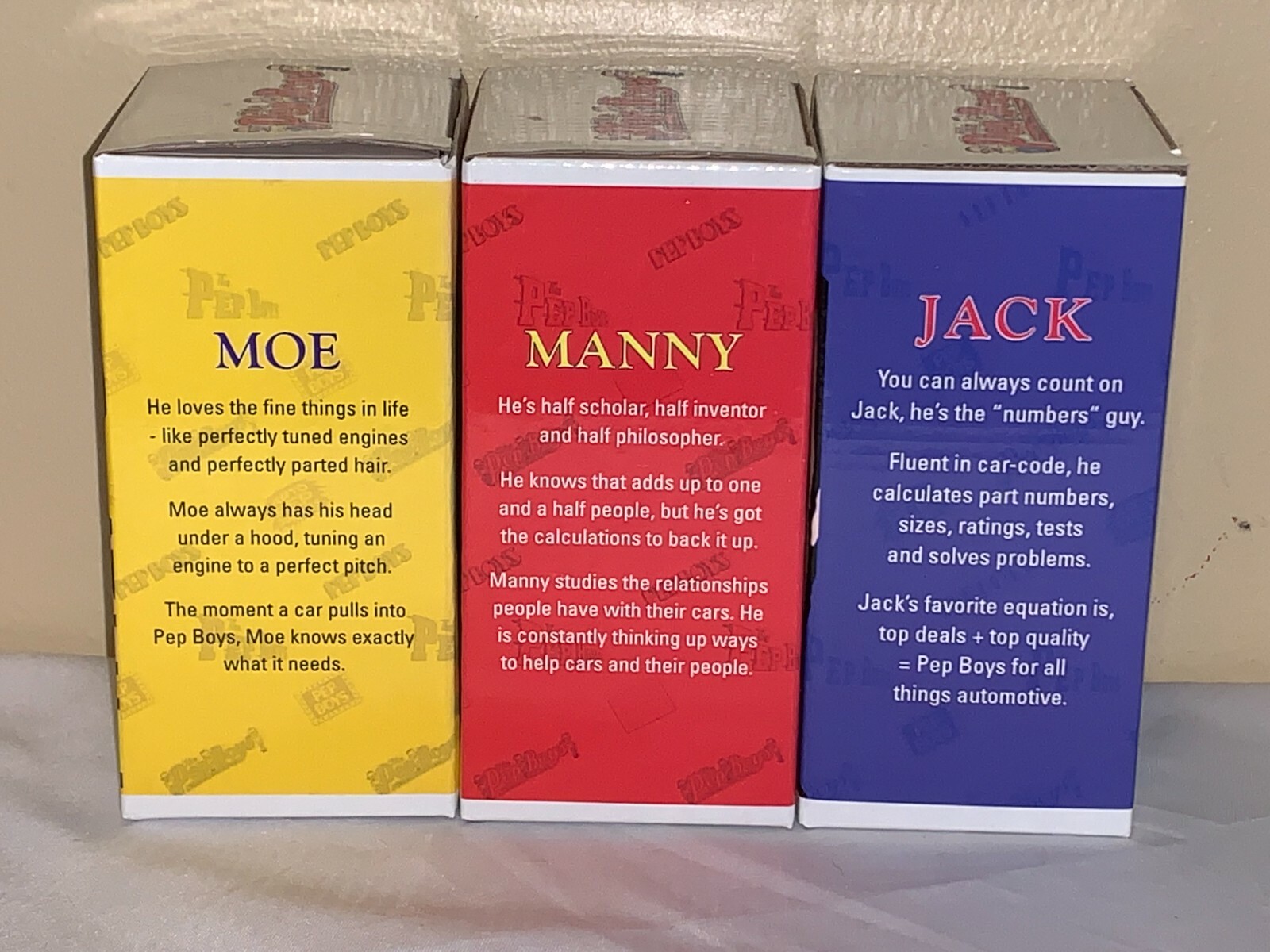 PEP BOYS LIMITED EDITION BOBBLEHEAD SET OF 2 MOE, MANNY, JACK HAND ...