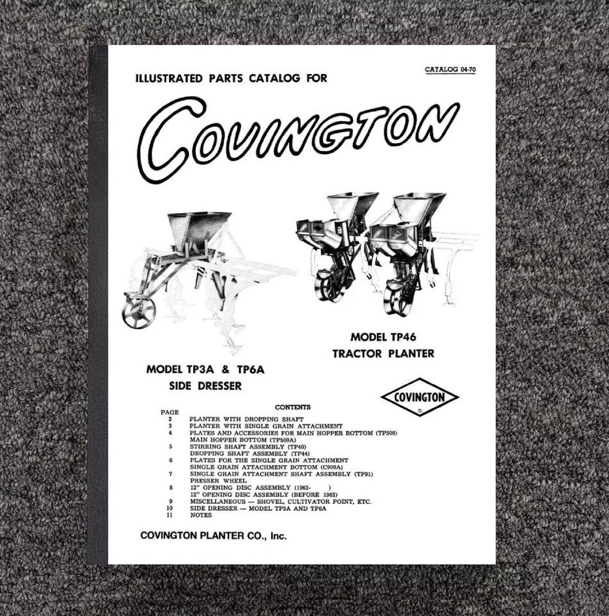Covington Planter Parts Diagram COVINGTON PLANTER, TP79A VIBRATING PAN
