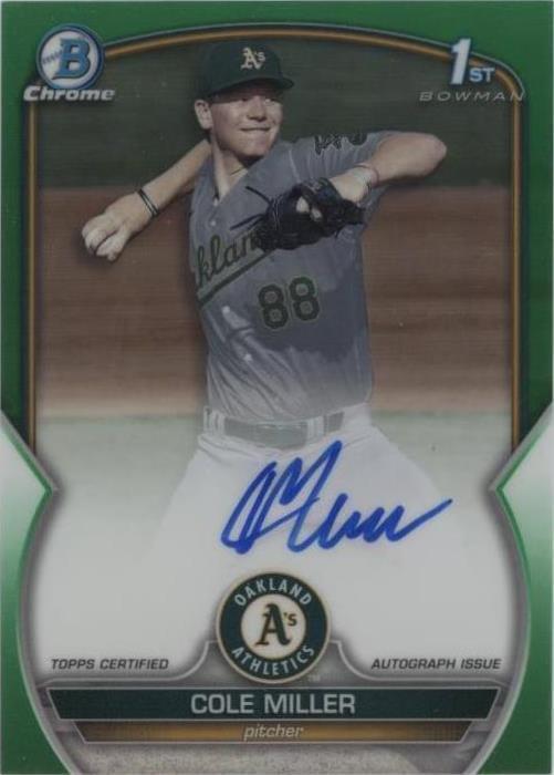 2023 Bowman Draft - Chrome Prospect Autographs Cole Miller #CDA-CMI ...