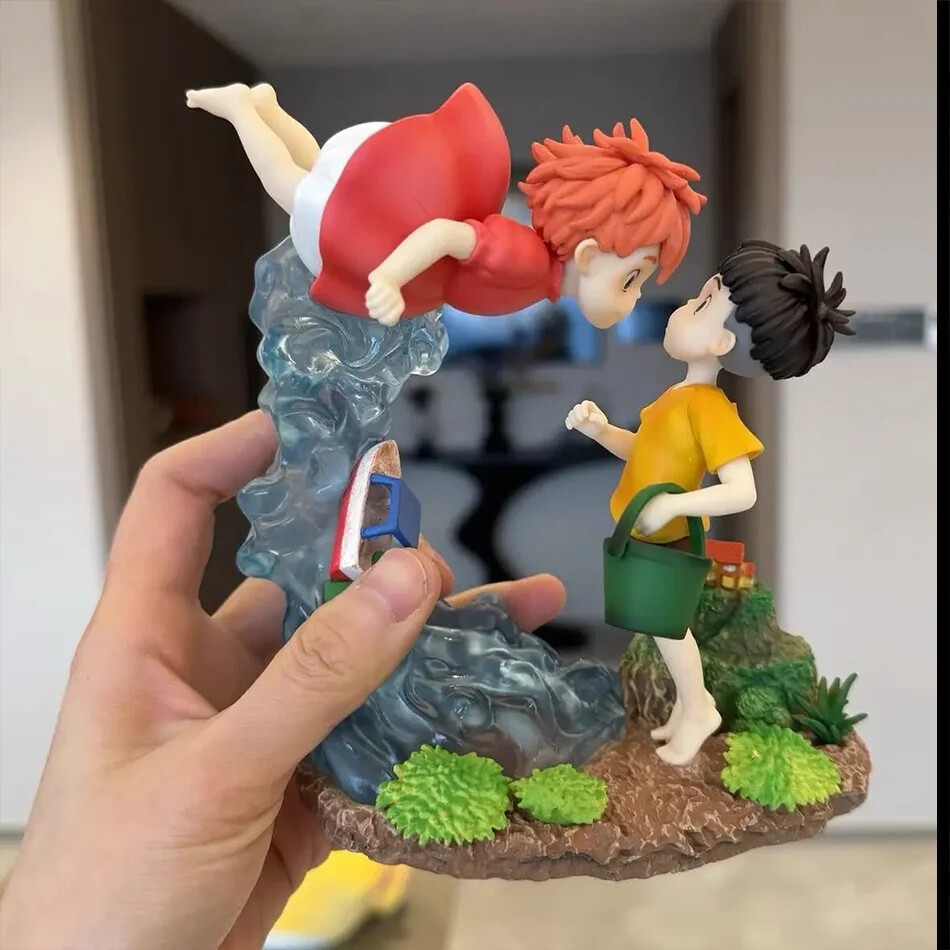 Ponyo on the Cliff Figure Toys Ponyo And Sosuke Scene Model Doll Statue ...