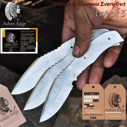 Ashen Edge Hand Forged ATS-34 Steel Blank Blade D2 Tool Steel Lot of 3 ...