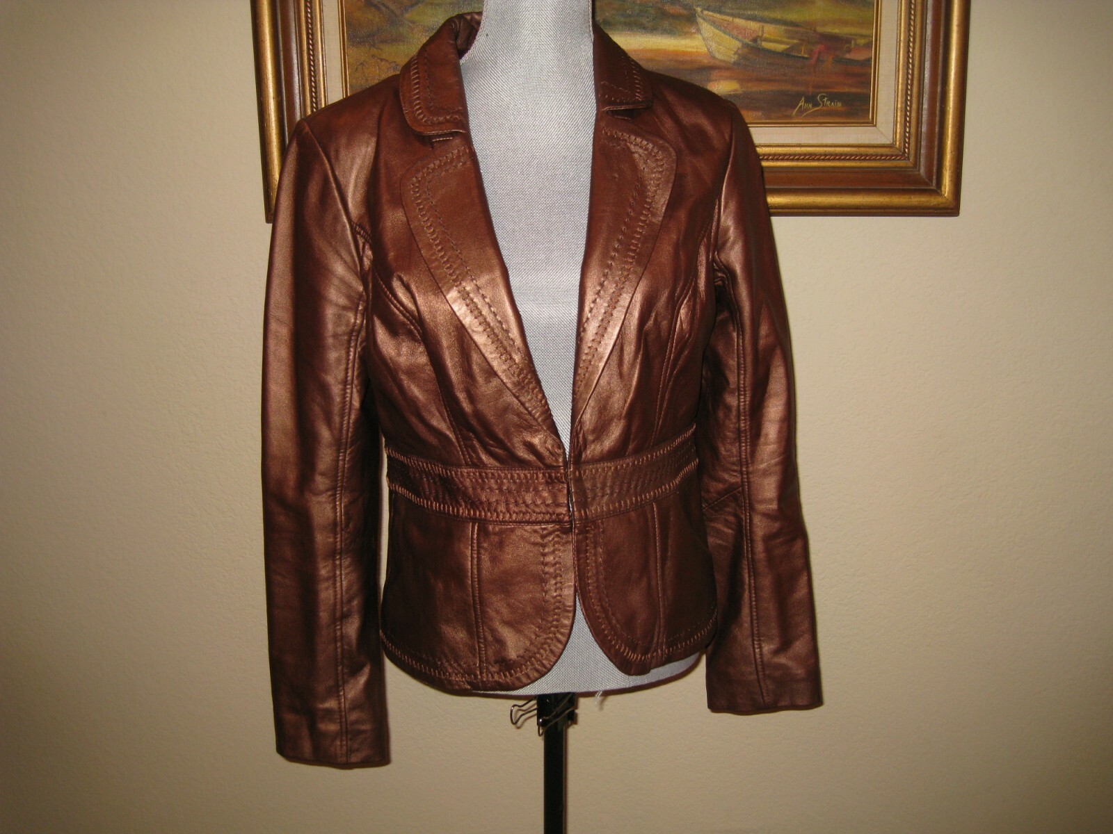 Cache Luxe bronze Lamb Skin Leather Jacket SIZE 12 - Gem