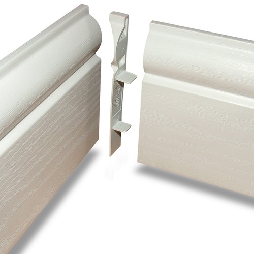 UPVC Skirting Sample Pack 2 x Boards 2 x Corners Quality Plastic Torus ...