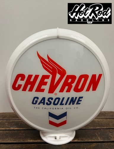 CHEVRON GASOLINE Reproduction 13.5" Gas Pump Globe - (White Body) | eBay