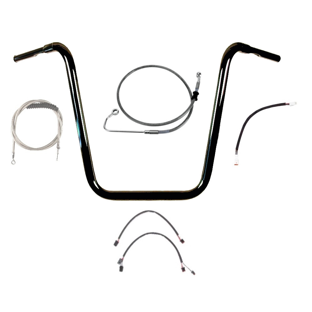 1 1/4" Black 20" Ape Hanger Handlebar Kit 2016-2017 Harley Softail ...