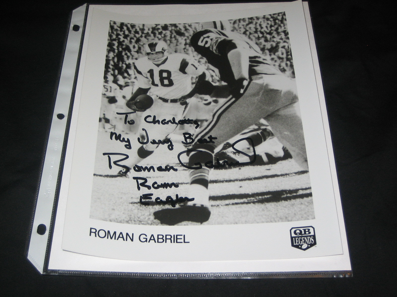ROMAN GABRIEL LEGEND GENUINE HAND SIGNED AUTOGRAPHED 8X10 FOOTBALL ...