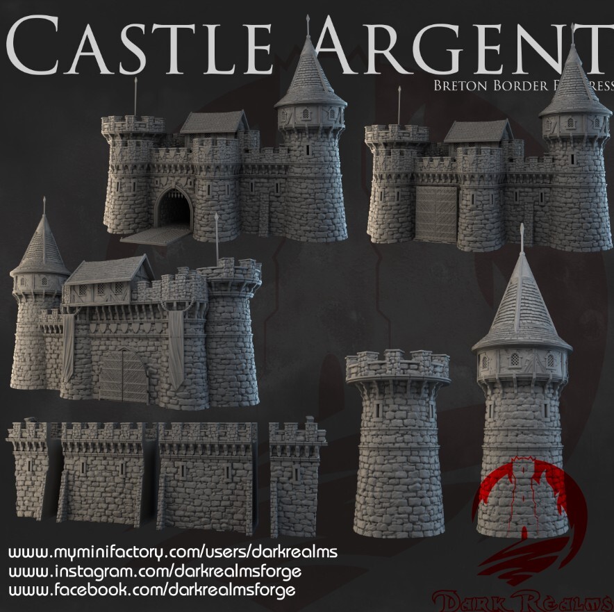 3D Printed Dark Realms Castle Argent Border Fortress (28mm-32mm Scale ...