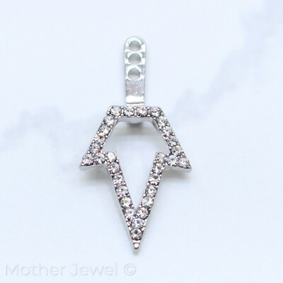 SPEAR HEAD SIMULATED DIAMOND RHODIUM IP EARRING CARTILAGE JACKET ADD ON ...