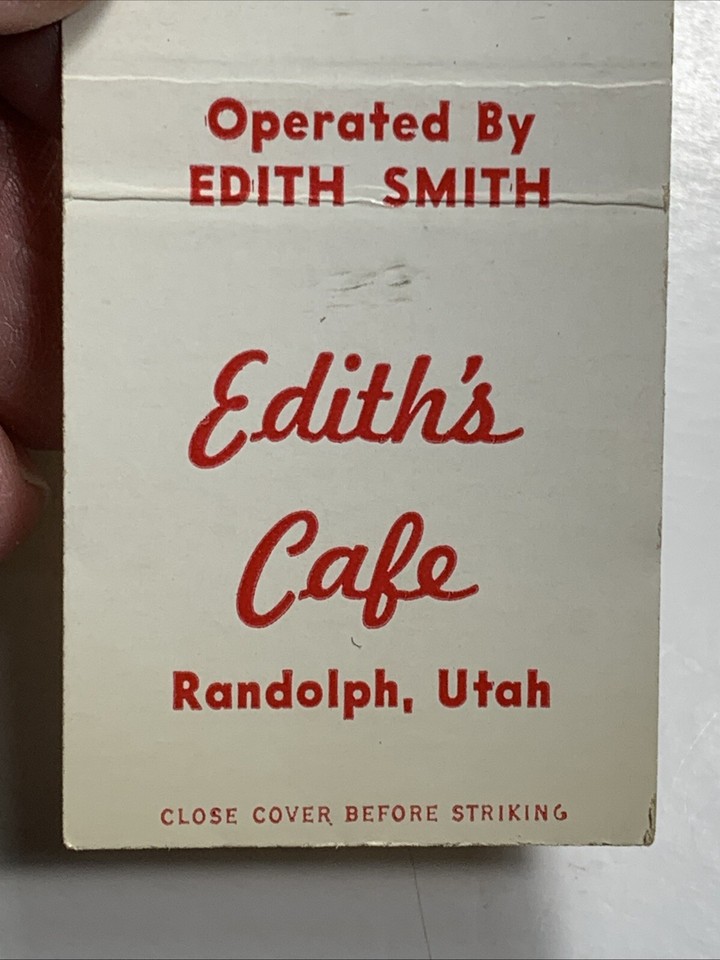 Randolph Utah Matchbook Cover Edith’s Cafe Restaurant Soda Fountain ...