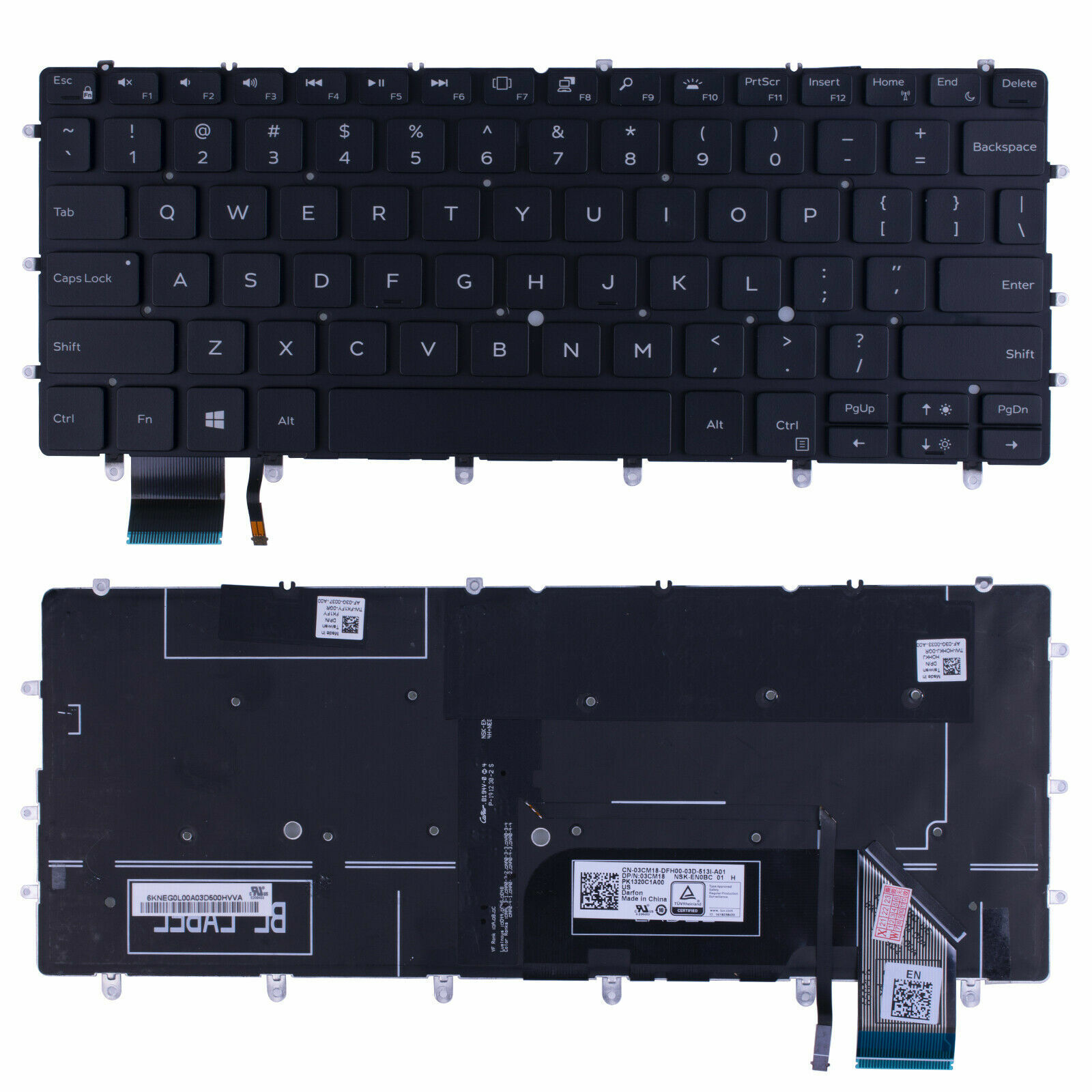 New US Keyboard Backlit For Dell XPS 9370 9380 03CM18 3CM18 NSK-EN0BC ...
