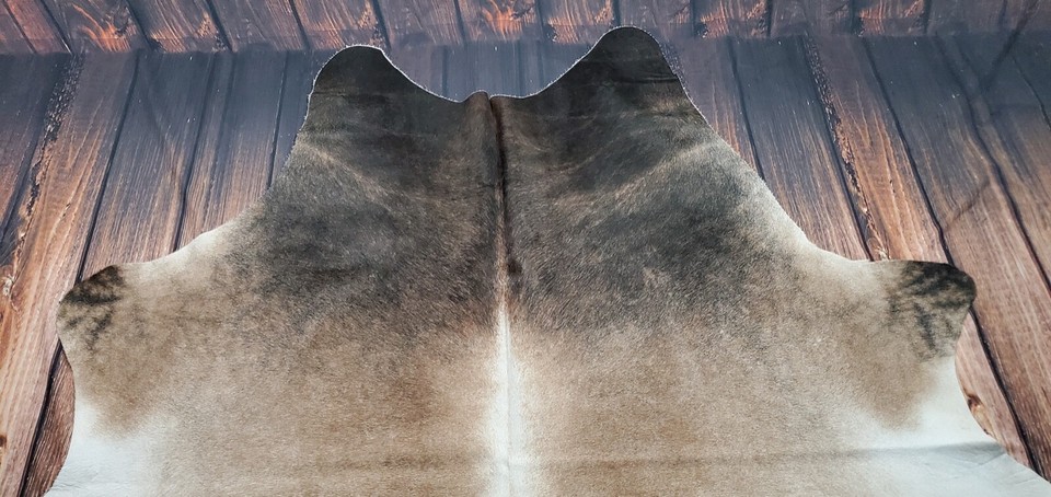 Cowhide Rug Tan Grey Black Brazilian Natural Real Hair On Hide 7.9ft x ...