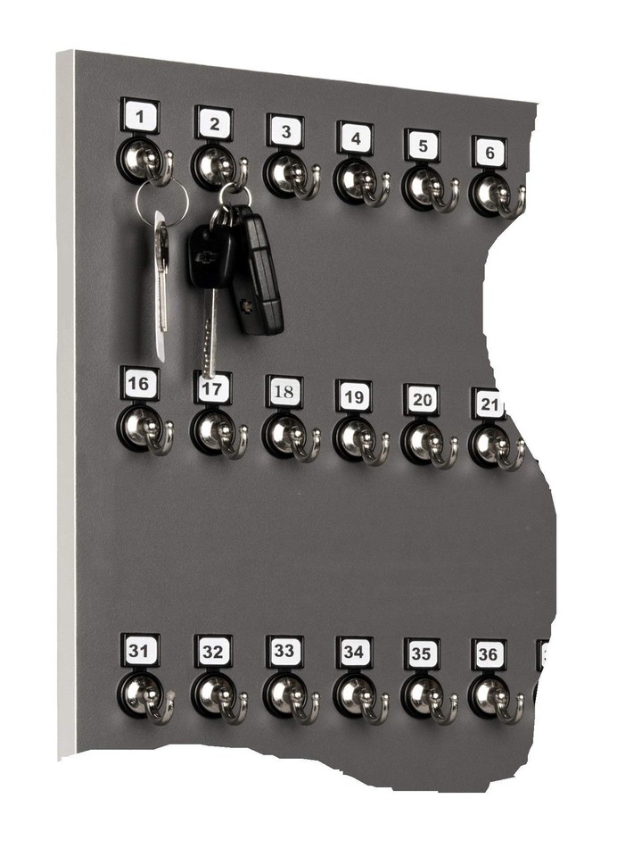 Key Rack, Key Holder #30MNS, 30 Bolted Metal Numbered Hook with Hidden ...