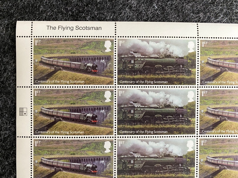 (2023) 1st class UK GB Stamps MNH Block Sheet Flying Scotsman TRAINS ...