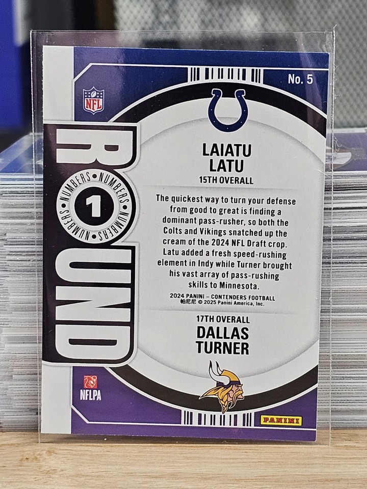 2024 Panini Contenders Numbers Round 1 - Laiatu Latu Dallas Turner #5 ...