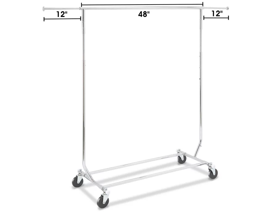 ULINE H-1546 Heavy Duty Chrm Commercial Garment Clothes Rack Rolling ...