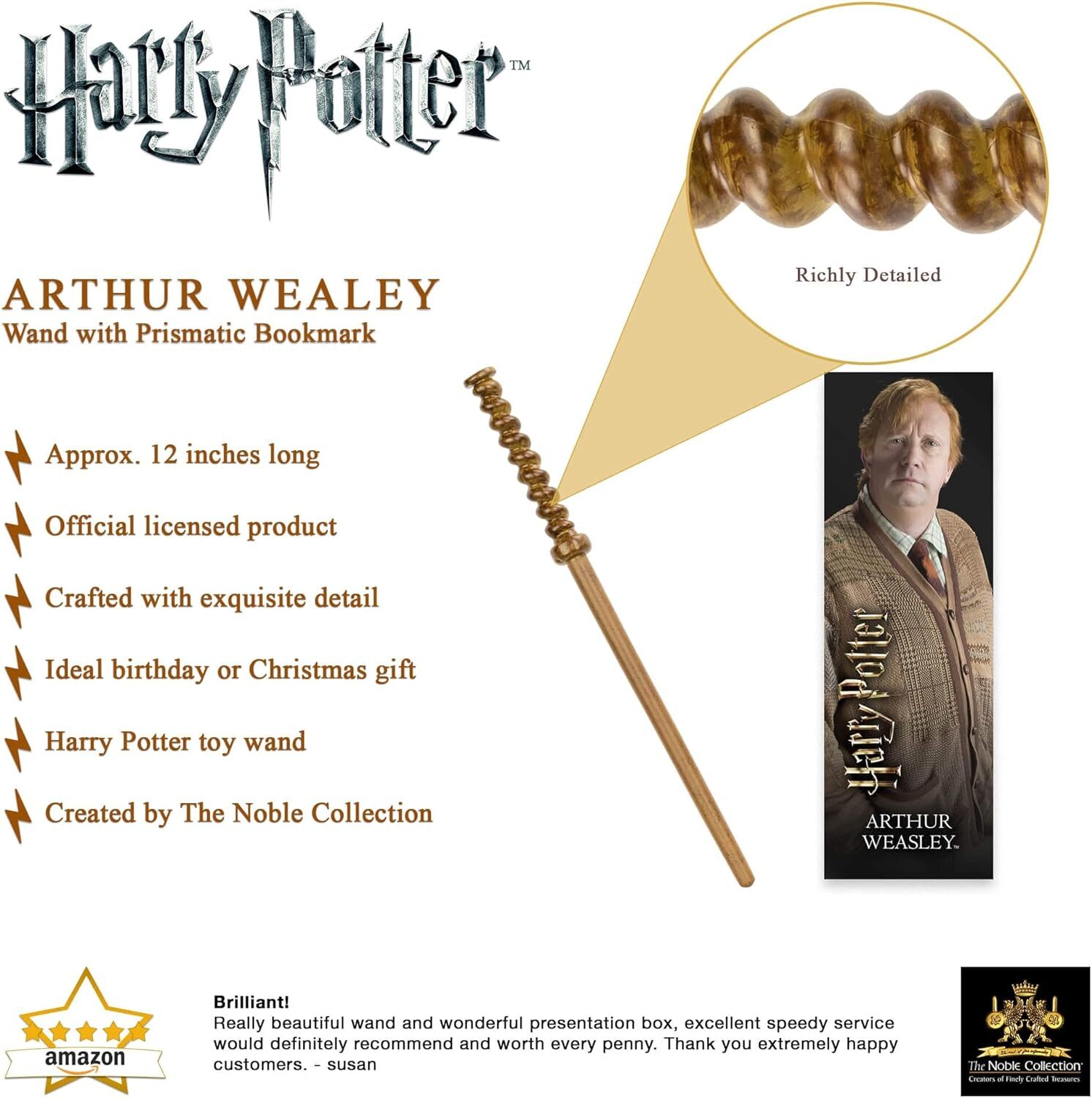 Official Harry Potter - Arthur Weasley Wand With Bookmark | eBay
