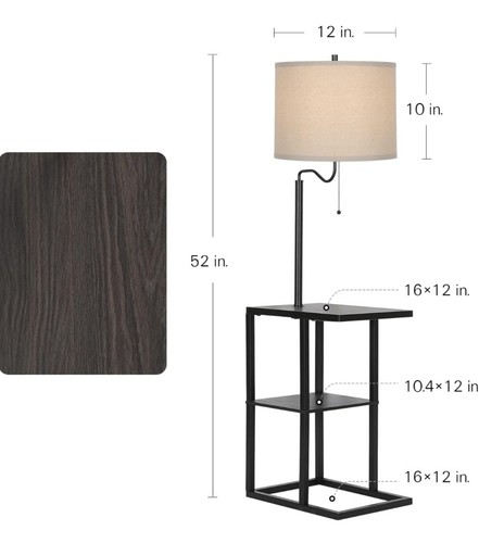 Floor Lamp with Charging Station(USB & AC Port), Rustic End Table Lamp with S... | eBay