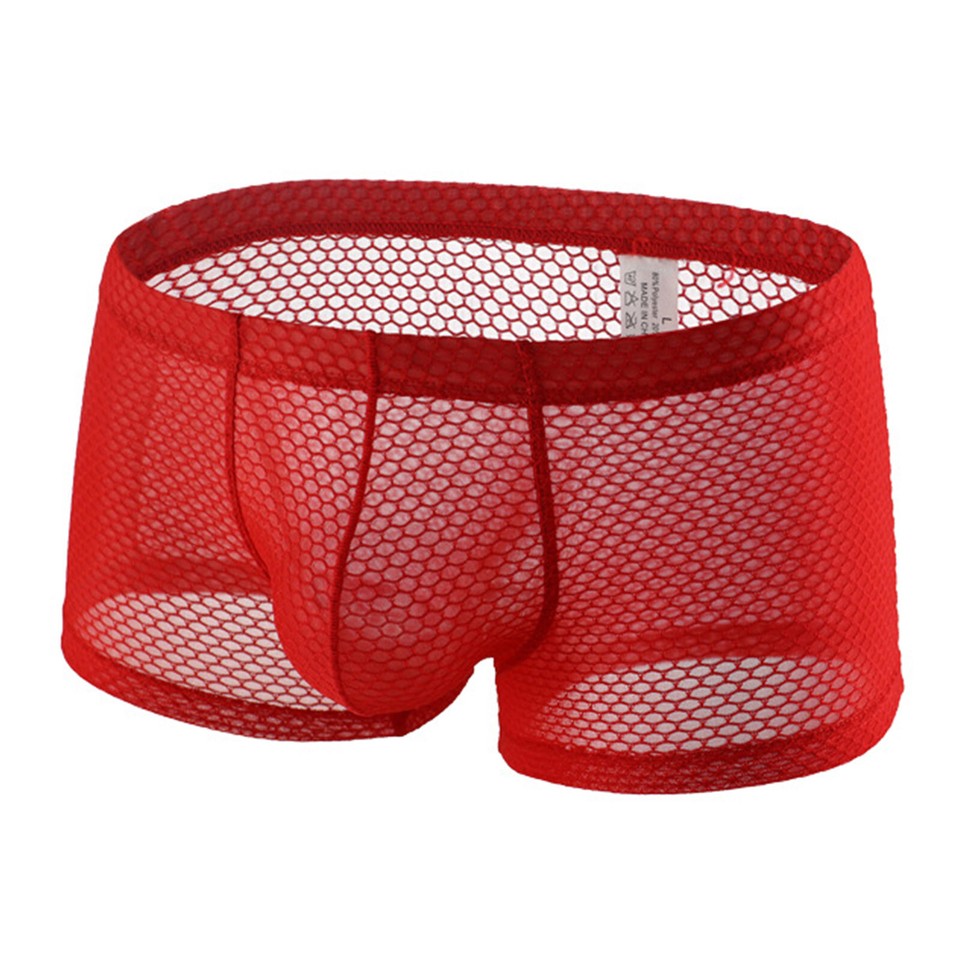 Men's Lingerie Boxer Shorts Mesh See-through Bottom Bulge Pouch Trunks ...
