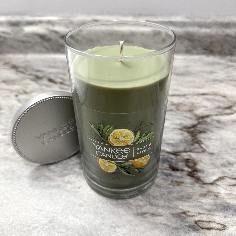 NEW Yankee Candle Sage & Citrus Medium Candle Fresh Clean Scent Fast ...