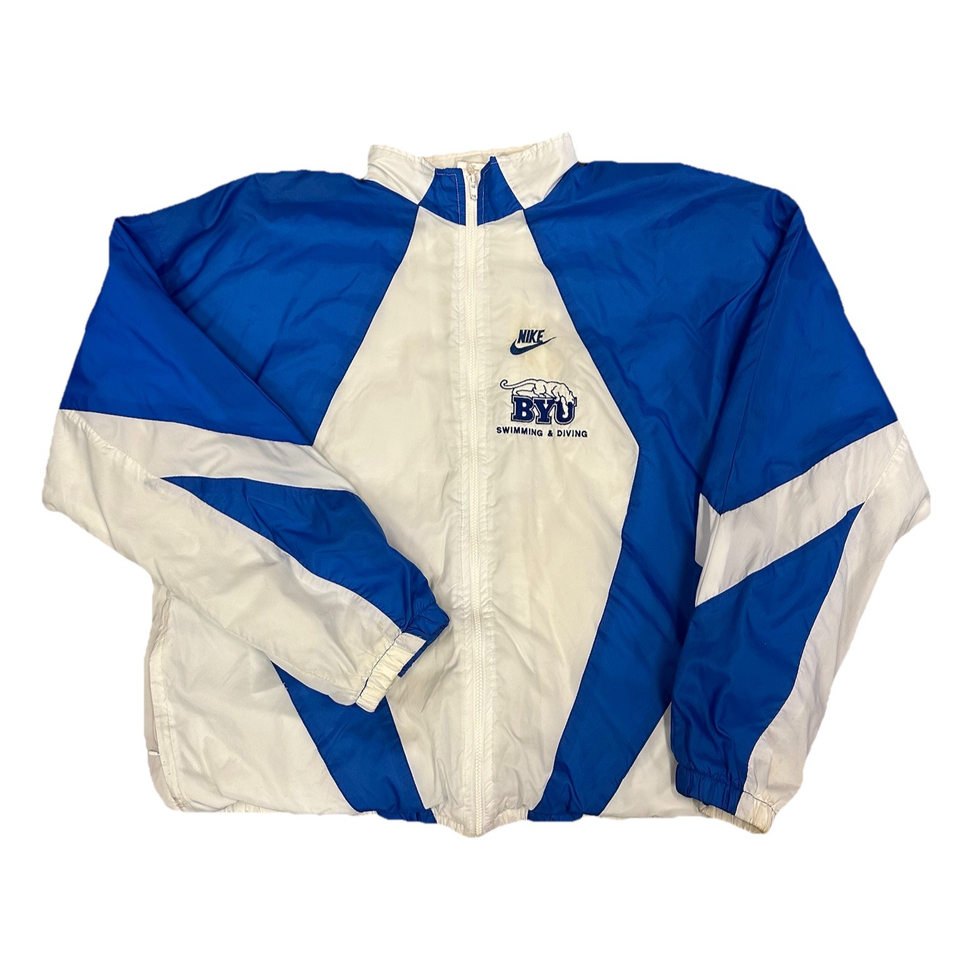 VTG NIKE BYU COUGARS SWIM TEAM ISSUED WINDBREAKER JACKET GAME USED L ...