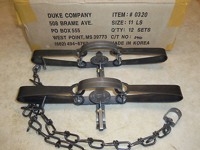 2 New Duke # 11 Long Spring Traps 0320 Raccoon Mink Muskrat Nuisance ...