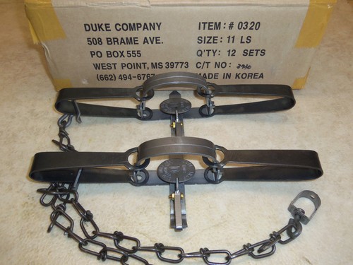 2 New Duke # 11 Long Spring Traps 0320 Raccoon Mink Muskrat Nuisance ...