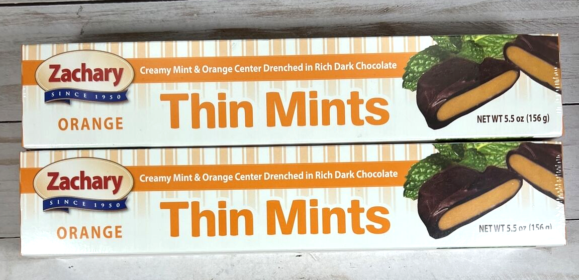 Zachary Orange Thin Mints 5.5oz (2 Boxes) Made in USA Mint Dark ...