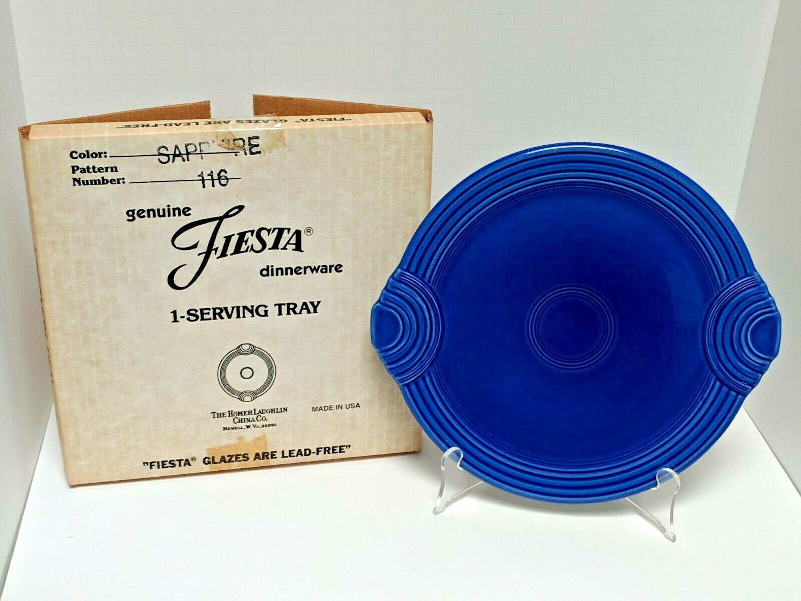 FIESTA SAPPHIRE CAKE PLATE w/Factory Box: New Original Stock FREE ...