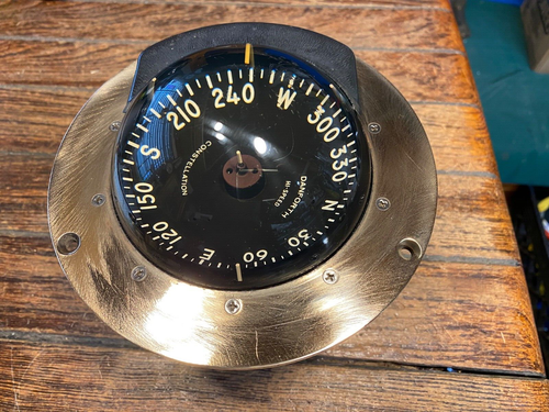 VINTAGE DANFORTH CONSTELLATION DASH MOUNT COMPASS 4" CARD W/POLISHED ...