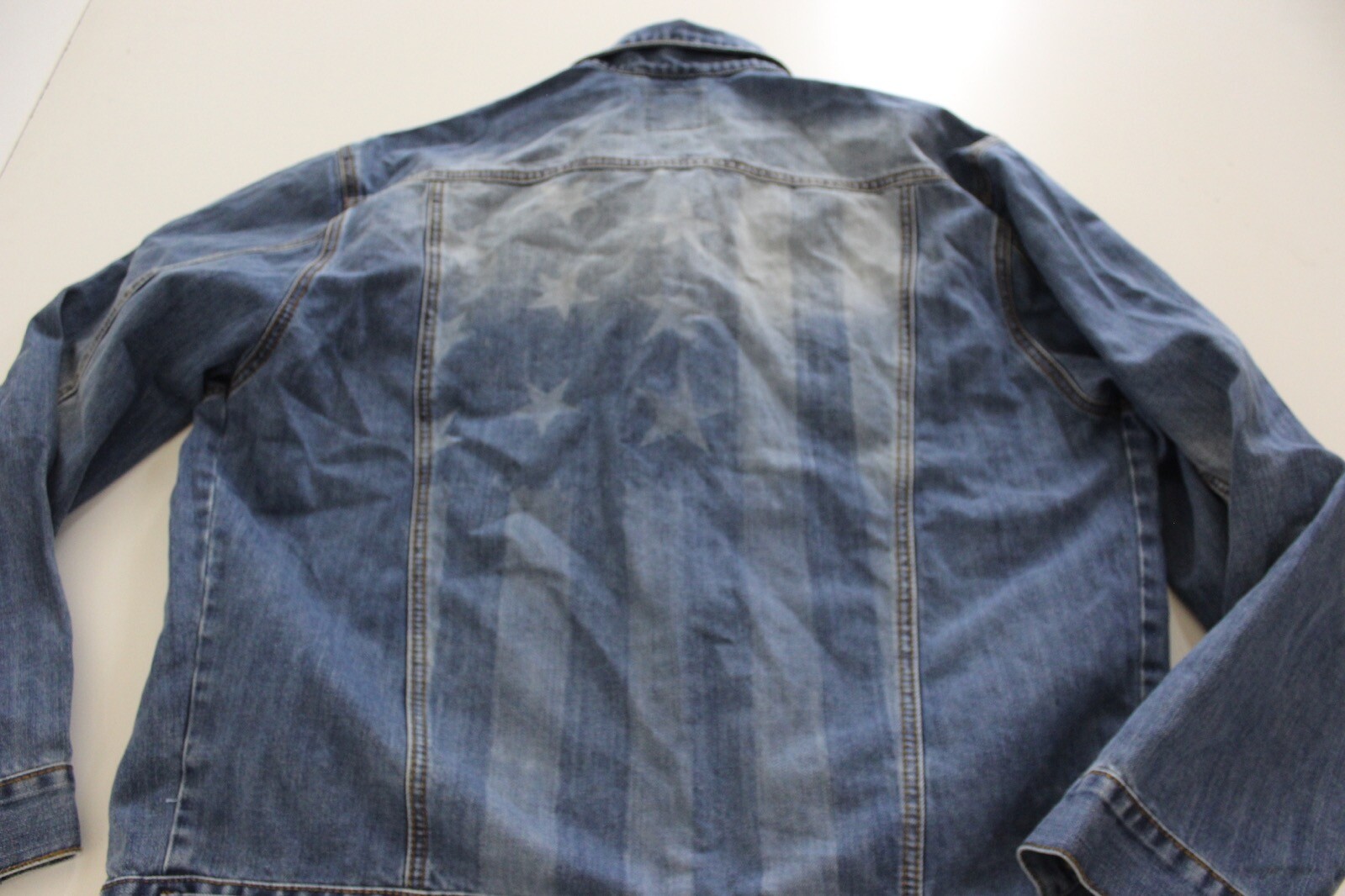 Roper Western Denim Jacket Coat USA Flag Large L - Gem